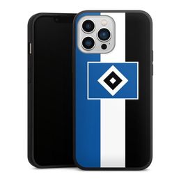 DeinDesign iPhone 13 Pro Max Handy Premium Silikon H&uuml;lle Handyh&uuml;lle schwarz Case Stripes Hamburger Sv Hsv Silikon Premium Case
