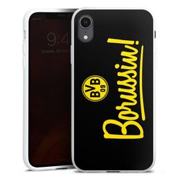 DeinDesign iPhone Xr Handy Silikon H&uuml;lle Case wei&szlig; Handyh&uuml;lle Borussia Dortmund Bvb Soccer Silikon Case