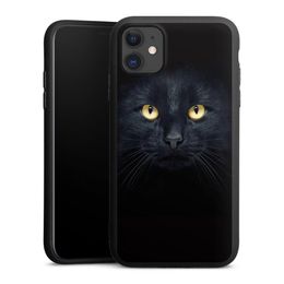 DeinDesign iPhone 11 Handy Premium Silikon H&uuml;lle Handyh&uuml;lle schwarz Case Eye Cat Black Silikon Premium Case