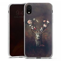 DeinDesign iPhone Xr Handy Silikon H&uuml;lle Case transparent Handyh&uuml;lle Reindeer Flowers Rehe Silikon Case