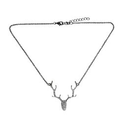 LUISIA® Kette mit Anhänger Erbscollier 'Hirschkopf' mit Kristallen vo, silberfarben