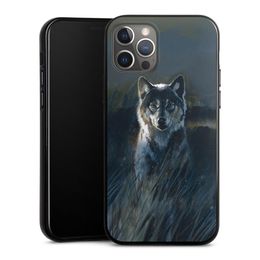 DeinDesign iPhone 12 Pro Handy Silikon H&uuml;lle Case schwarz Handyh&uuml;lle Wolf Painting Nature