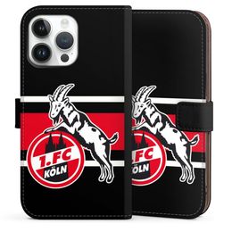 DeinDesign iPhone 14 Pro Max Handy Klapph&uuml;lle Handyh&uuml;lle aus Kunst Leder schwarz Flip Case Official Licensed Product 1. Fc K&ouml;ln Logo Sideflip mit Lasche
