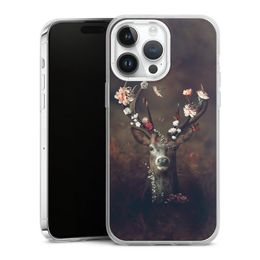 DeinDesign iPhone 14 Pro Max Handy Silikon H&uuml;lle Case transparent Handyh&uuml;lle Reindeer Flowers Rehe Silikon Case