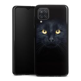 DeinDesign Galaxy A12 Handy Silikon H&uuml;lle Case schwarz Handyh&uuml;lle Black Eye Cat