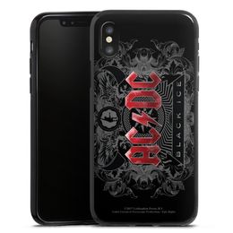 DeinDesign iPhone X Handy Silikon H&uuml;lle Case schwarz Handyh&uuml;lle Merchandise Black Ice Acdc