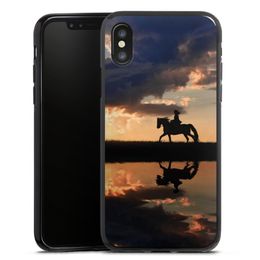 DeinDesign iPhone X Handy Silikon H&uuml;lle Case schwarz Handyh&uuml;lle Sunset Horseback Riding Horse