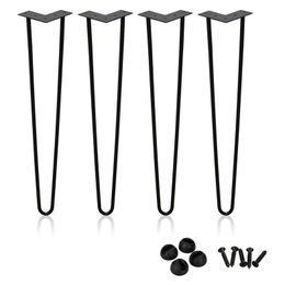 4 Stück tischbeine metall schwarz Tischkufen Haarnadel Tischbein 12 mm. Hairpin Legs aus Stahl. 2-Stange Bein. 40 cm - HENGDA