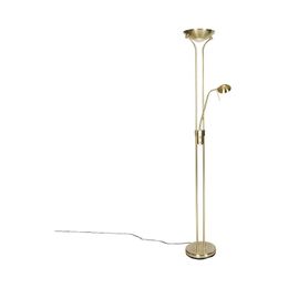 Qazqa Moderne Stehleuchte Messing mit Leselampe inkl. led dim to warm - Diva - Gold/Messing