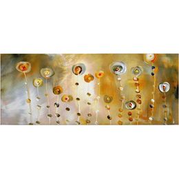 Leinwandbild Kunst 40 x 100 cm - Wandbild Gelb Gold - Keilrahmen Natur Floral Wohnzimmerdeko Wanddeko Wandgemälde - Gelb, Gold