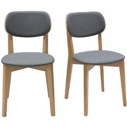 Miliboo Stühle aus hellem Eichenholz und grauem Stoff (2er-Set) denia - Hellgrau