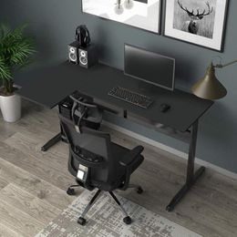 Dmora - Schreibtisch Dmarian, Eckschreibtisch, Mehrzweck-Büroschreibtisch, fester platzsparender Schreibtisch, 80x140h75 cm, Schwarz