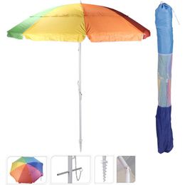 Spetebo Sonnenschirm bunt 220 cm inkl. Bodenhülse - 50+ uv Schutz - Strandschirm Schirm