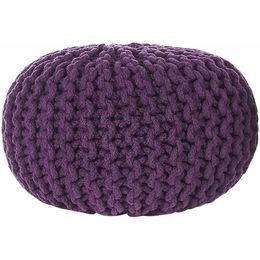 Beliani Pouf Violett 100% Baumwolle Rund ⌀ 40 cm Elegant Modern - Violett