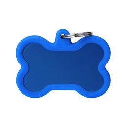 MyFamily ID Tag - Hushtag Collection - Aluminium XL Blue Bone With Blue Rubber
