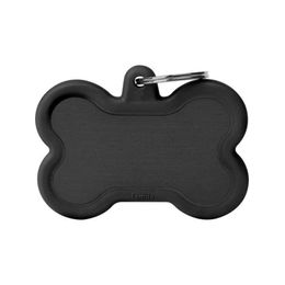 MyFamily IDTag - Hushtag Collection - Aluminium Black XL Bone With Black Rubber