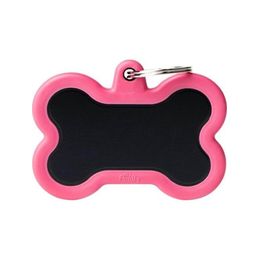 MyFamily ID Tag - Hushtag Collection - Aluminium XL Black Bone With Pink Rubber