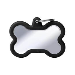 MyFamily ID Tag - Hushtag Collection - Chromed XL Bone With Black Rubber