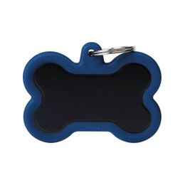 MyFamily ID Tag - Hushtag Collection - Aluminium XL Black Bone With Dark Blue Rubber