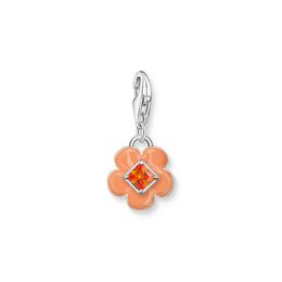 Thomas Sabo Charm-Anhänger Blume mit orangenem Stein Silber