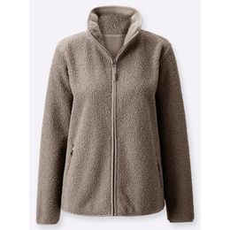 WITT Damen Fleecejacke mit Rei&szlig;verschluss-Taschen, taupe, Gr&ouml;&szlig;e 40