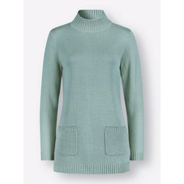 WITT Damen Longpullover mit Stehkragen, kalkmint, Gr&ouml;&szlig;e 56