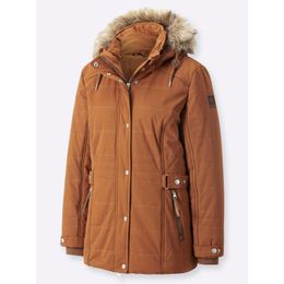 WITT Damen Steppjacke mit Pelz-Imitat, abkn&ouml;pfbar, cognac, Gr&ouml;&szlig;e 19