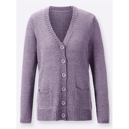 WITT Damen Strickjacke in Boucl&eacute;-Qualit&auml;t, flieder-meliert, Gr&ouml;&szlig;e 40
