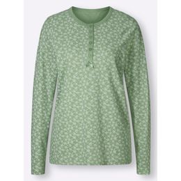 w&auml;schepur w&auml;schepur Damen Schlafanzug mit Bl&auml;tterprint, eucalyptus-ecru-bedruckt, Gr&ouml;&szlig;e 48/50