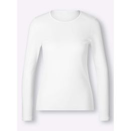 Nina von C. Damen Langarm Rundhalsshirt, wei&szlig;, Gr&ouml;&szlig;e 50