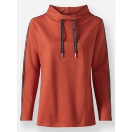 WITT Damen Sweatshirt mit Glitzer-Details, rostrot, Gr&ouml;&szlig;e 42