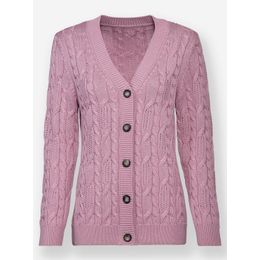 WITT Damen Strickjacke mit Ajourmuster, ros&eacute;, Gr&ouml;&szlig;e 40