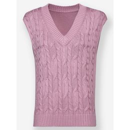 WITT Damen Pullunder mit Zopf- und Ajourmuster, ros&eacute;, Gr&ouml;&szlig;e 54