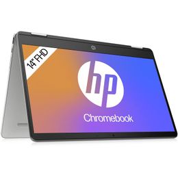 HP x360 14a-ca0312ng, Chromebook, mit 14 Zoll Display Touchscreen, Intel® Celeron®,N4120 Prozessor, 4 GB RAM, 64 eMMC, UHD 600, Silber, Google Chrome OS