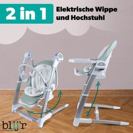 Blij'r Guusje 3in1 Hochstuhl, Babyschaukel & Esszimmerstuhl Minzgrün Babywippe