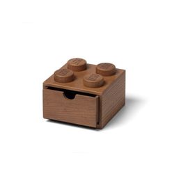 Lego 2x2 Wooden desk drawer - Dark stained oak wood