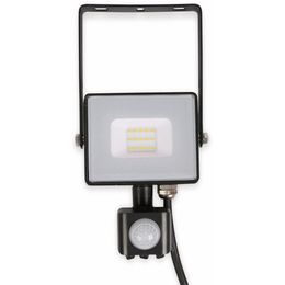 V-TAC LED-Fluter mit Bewegungsmelder VT- 10-S-B, EEK: F, 10 W, 800lm, 3000K, schwarz