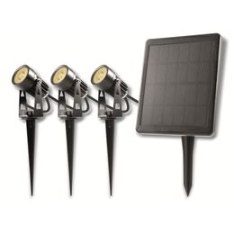 BOLD LIGHTING LED Solar-Gartenleuchten-Set Simon, 3x 1 W, 70 lm, 3000 K, IP65, schwarz