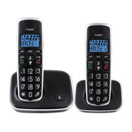Fysic DECT-Telefon FX-6020, mit 2 Mobilteile, schwarz