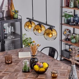 hofstein Koyoto Pendelleuchte Glas 15 cm Gold, Klar, 3-flammig