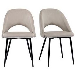 Miliboo Vintage-Stühle aus taupefarbenem Samt mit Beinen aus Metall 2er-Set COSETTE