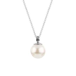 NENALINA Halskette Muschelkernperle Perlen-Anhänger 925 Silber (Farbe: Silber, Größe: 60 cm)