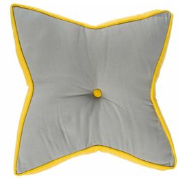 Homescapes - Bodenkissen Stern 100% Baumwolle mit Polyester Füllung grau und gelb - Grau und Gelb