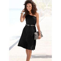 Lascana One-Shoulder-Kleid schwarz Gr. 34 für Damen. Mit asymmetrischer Ausschnitt. Figurumspielend. Nachhaltig.