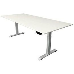 Kerkmann Move 4 elektrisch höhenverstellbarer Schreibtisch weiß rechteckig, T-Fuß-Gestell silber 225,0 x 100,0 cm