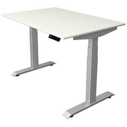 Kerkmann Move 4 elektrisch höhenverstellbarer Schreibtisch weiß rechteckig, T-Fuß-Gestell silber 120,0 x 80,0 cm