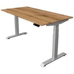 Kerkmann Move 4 elektrisch höhenverstellbarer Schreibtisch eiche rechteckig, T-Fuß-Gestell silber 160,0 x 80,0 cm