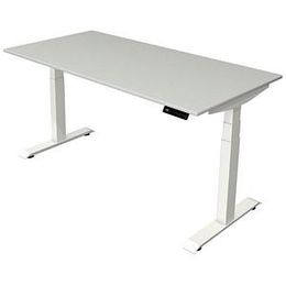 Kerkmann Move 4 elektrisch höhenverstellbarer Schreibtisch lichtgrau rechteckig, T-Fuß-Gestell weiß 160,0 x 80,0 cm