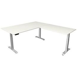 Kerkmann Move 4 elektrisch höhenverstellbarer Schreibtisch weiß rechteckig, T-Fuß-Gestell silber 200,0 x 220,0 cm