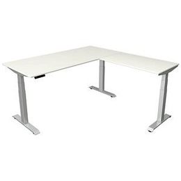 Kerkmann Move 4 elektrisch höhenverstellbarer Schreibtisch weiß rechteckig, T-Fuß-Gestell silber 180,0 x 180,0 cm